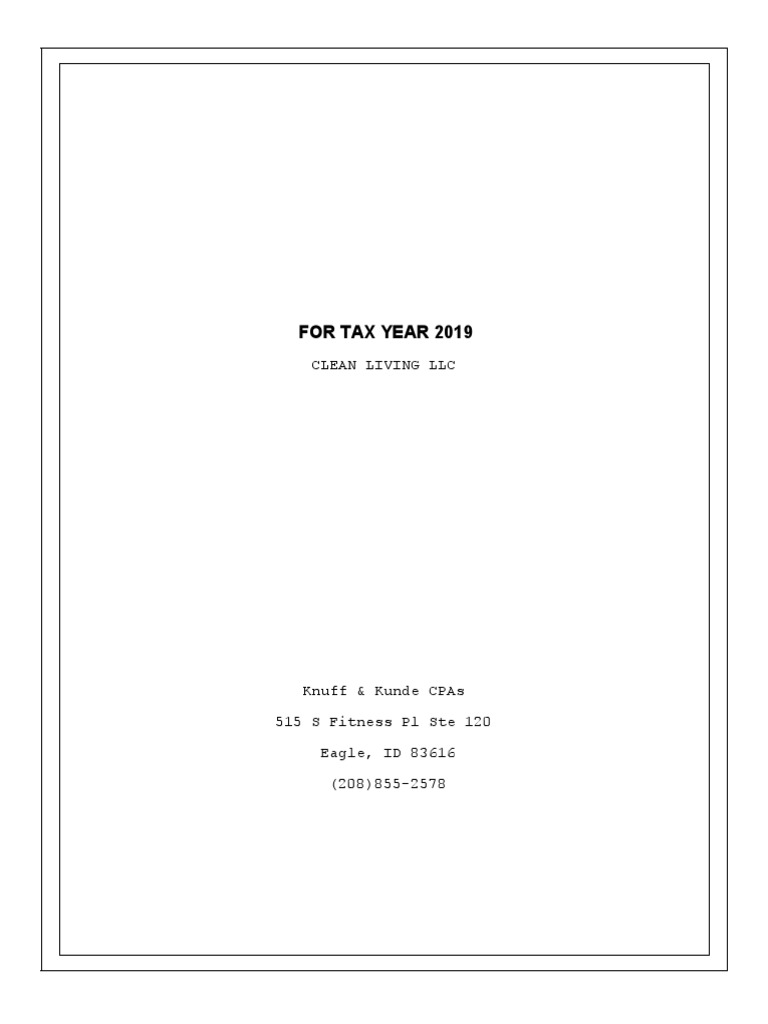 2019 Tax Return Documents (CLEAN LIVING LLC) | PDF | Finance & Money ...