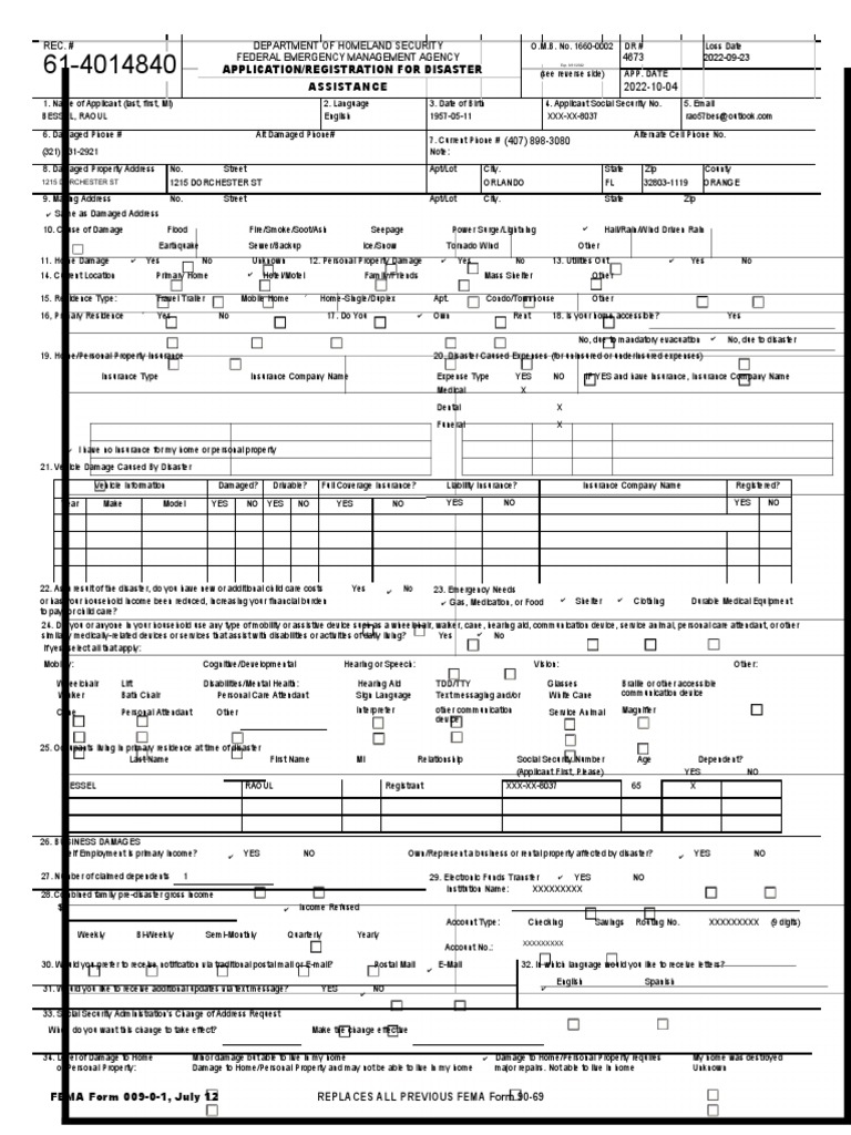 ApplicationSummary Form 9069 | PDF | Federal Emergency Management ...