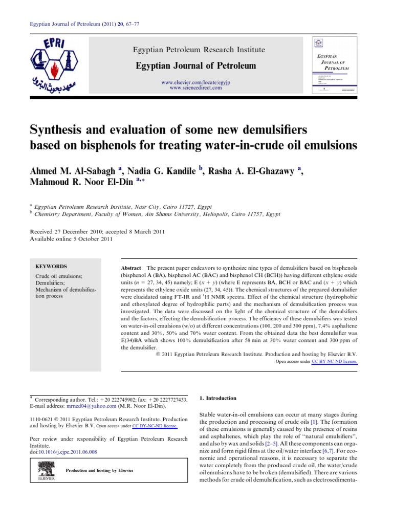 Evaluation Demulsifier | PDF | Emulsion | Chemical Substances