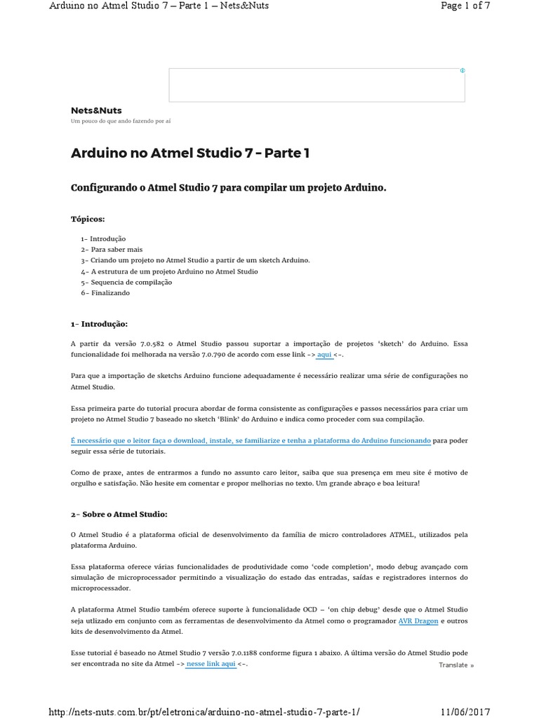 Arduino No Atmel Studio 7 - Parte 1 | PDF | Arduino | Compilador