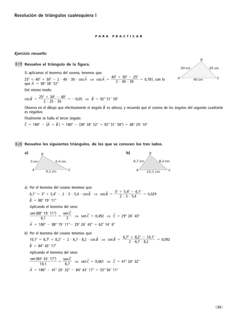 Exercicis Teorema del sinus i del cosinus | PDF | Triángulo | Matemáticas