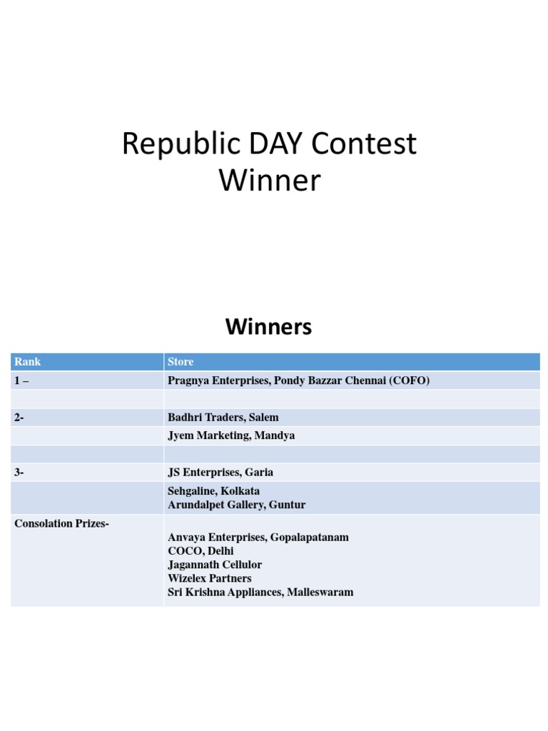 Republic Day Contest Winners | PDF