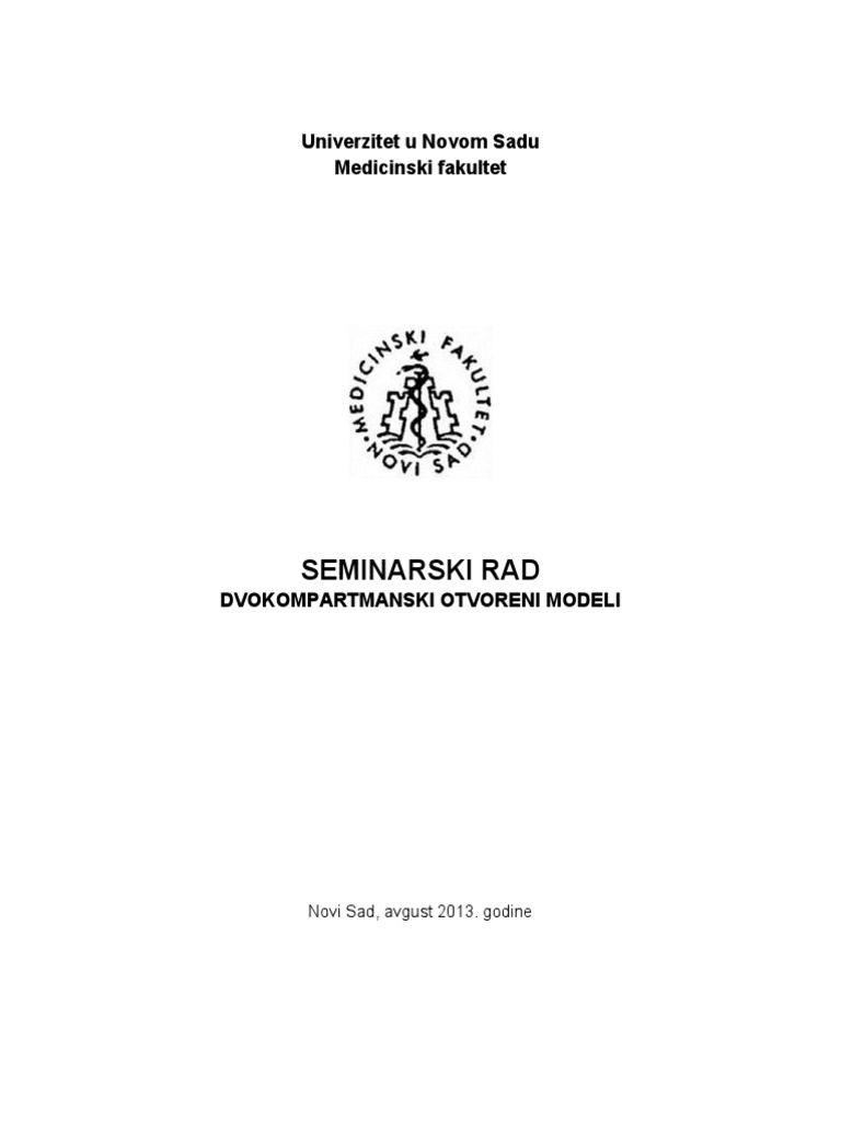 Dvokompartmanski Otvoreni Modeli-Seminarski Rad | PDF