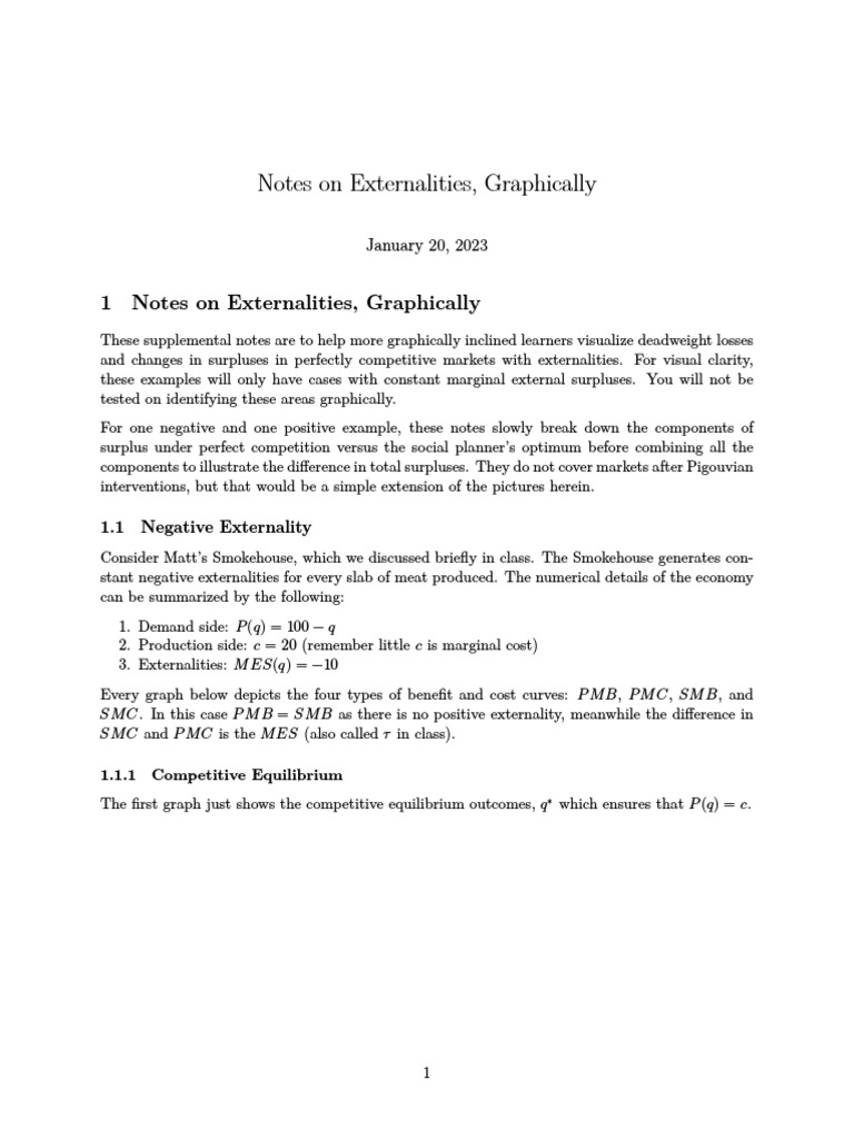Lecture 2 - Graphs On Externalities | PDF | Economic Surplus | Externality