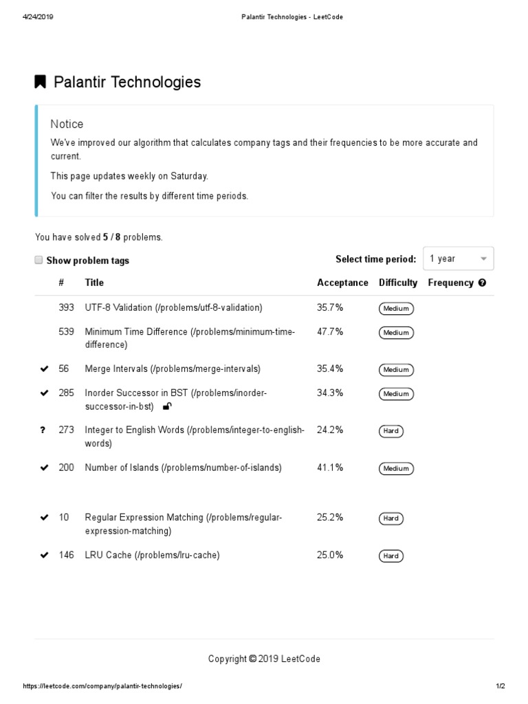 Palantir Technologies - LeetCode | PDF Palantir Technologies - LeetCode | PDF