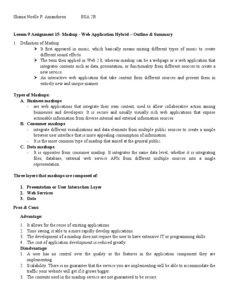 Lesson 9 Assignment 15 Mashup - Web Application Hybrid | PDF | Computer ...