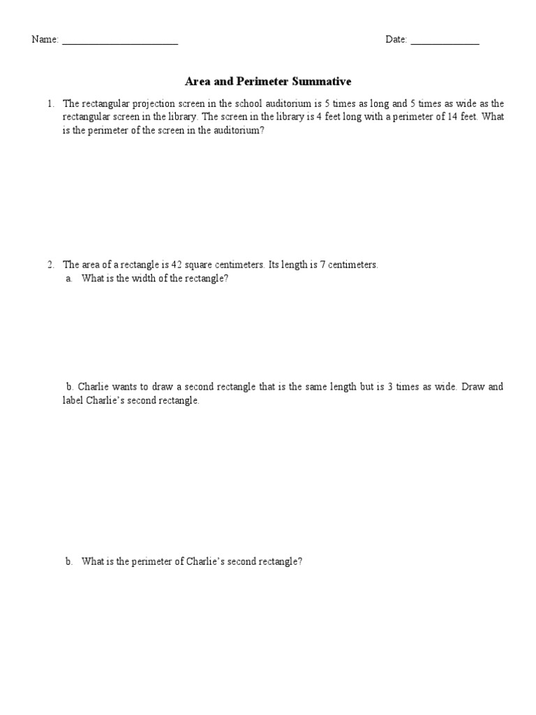 Summative Grade 4 - Area and Perimeter | PDF