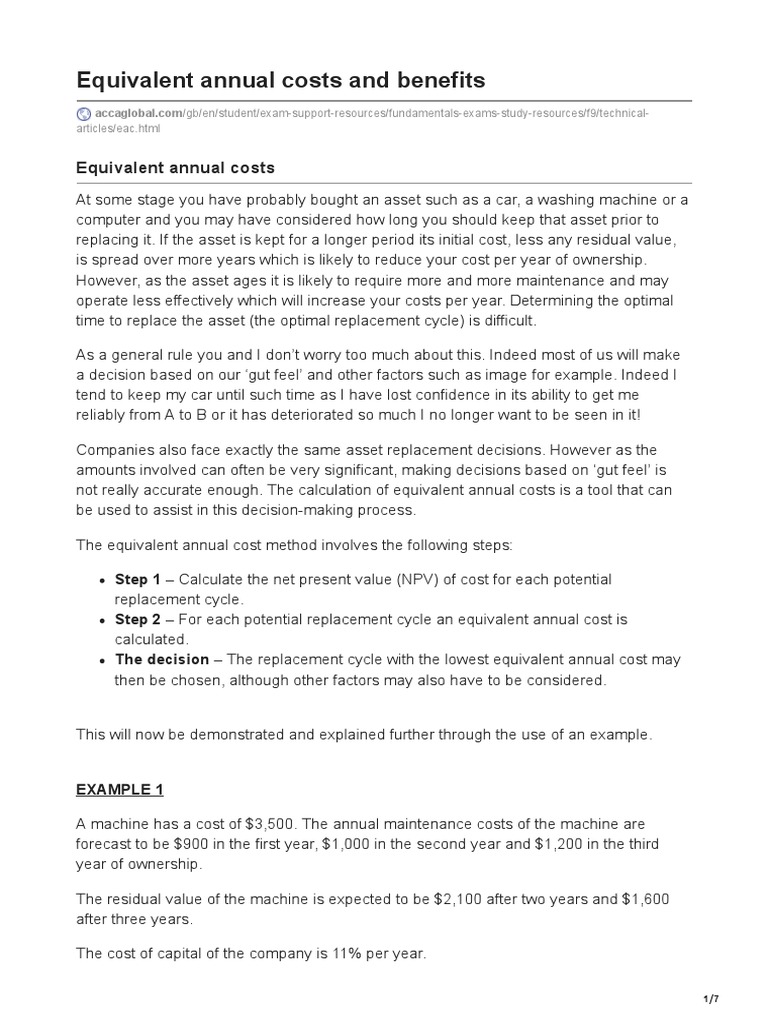 D2 Equivalent Annual Costs and Benefits | PDF | Net Present Value ...