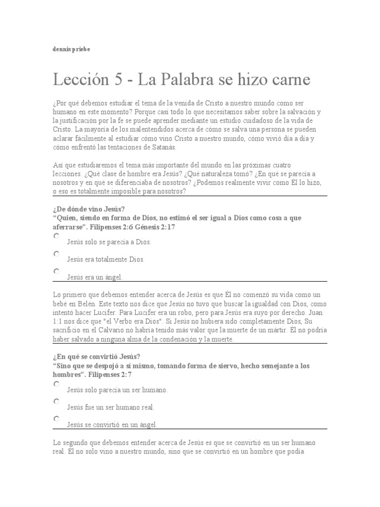 Dennis Priebe LECCION 5 | PDF | Jesús | Dios