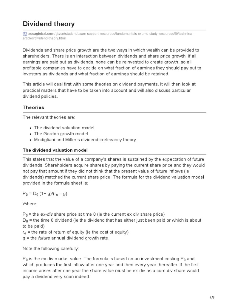 E1 Dividend Theory | PDF | Dividend | Investing