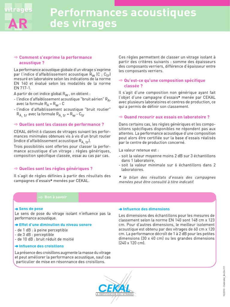 Performances Acoustiques Cekal | PDF | Décibel | Bruit