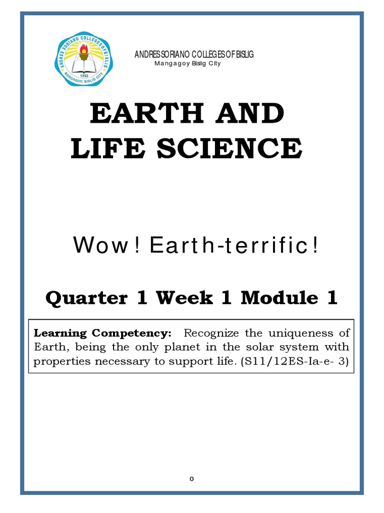 Mod1 - Earth and Life Science Planet Earth | PDF | Planetary Habitability | Atmosphere