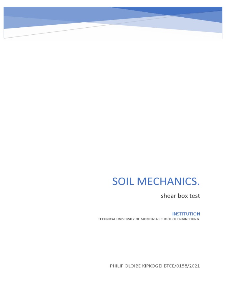 Philip Oloibe Soil Mech Report | PDF | Strength Of Materials | Stress (Mechanics)