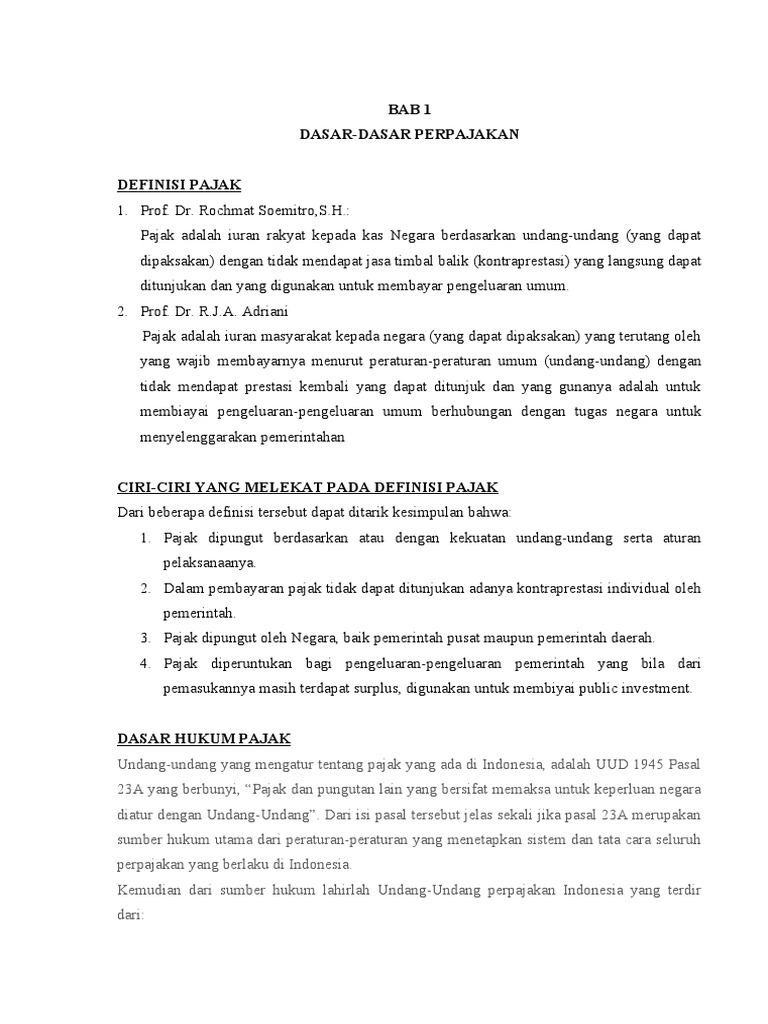 Bab-1 Dasar-Dasar Perpajakan | PDF