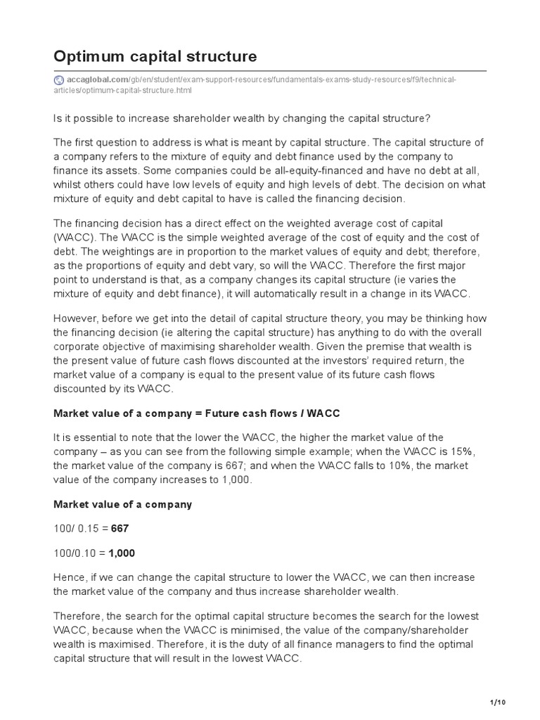 E11 Optimum Capital Structure | PDF | Capital Structure | Cost Of Capital