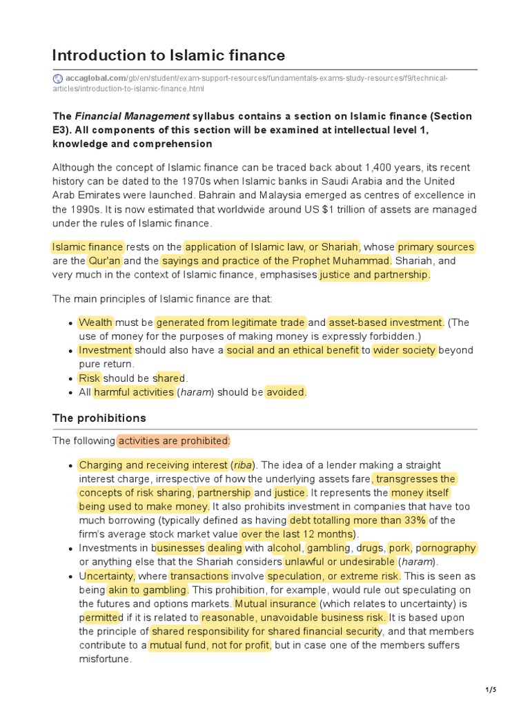 E7 Introduction To Islamic Finance | PDF | Islamic Banking And Finance ...