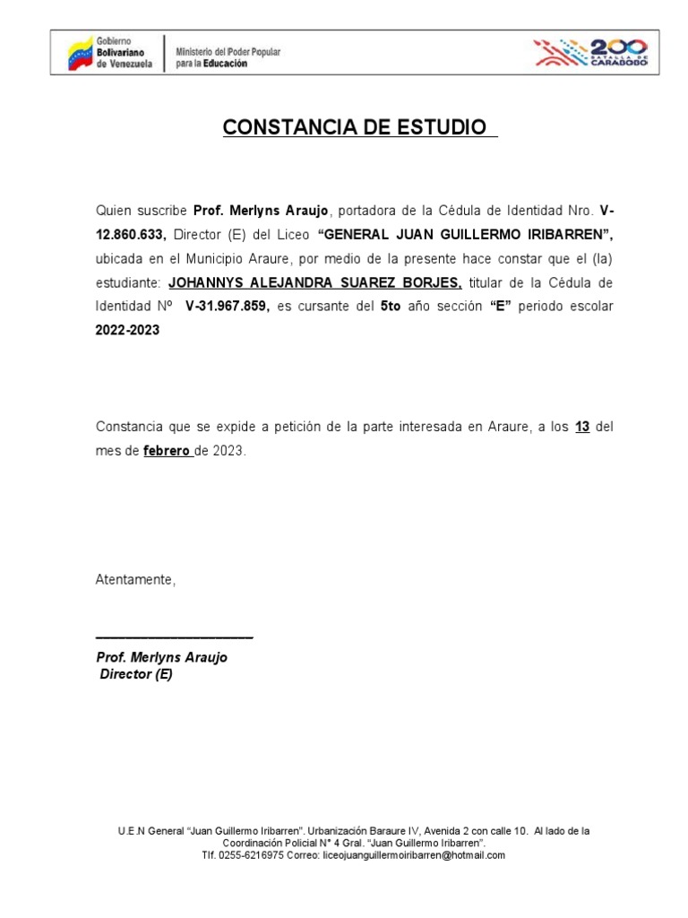 Constancia de Estudio | PDF