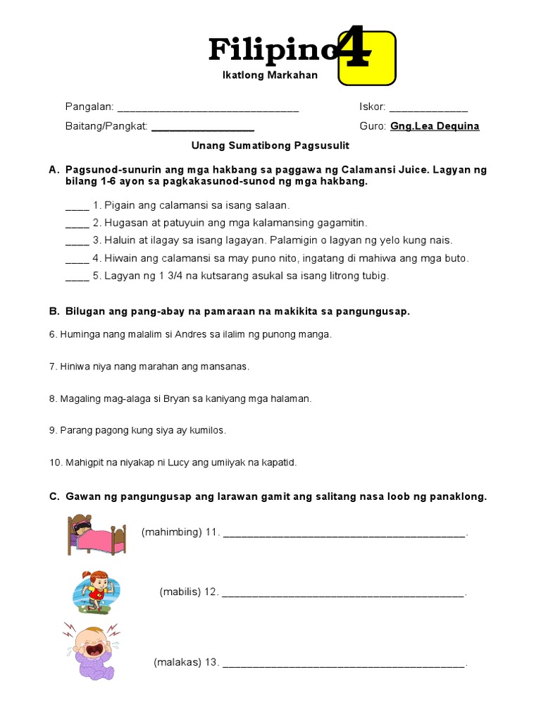 Fil 4 Summative Test 1 Q3 | PDF