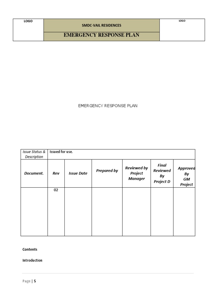 Emergency Response Plan | PDF | First Aid | Emergency