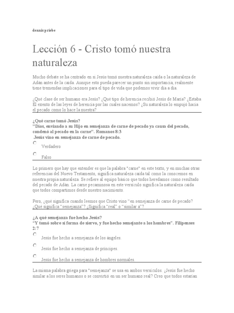 Dennis Priebe LECCION 6 | PDF | Jesús | Pecado