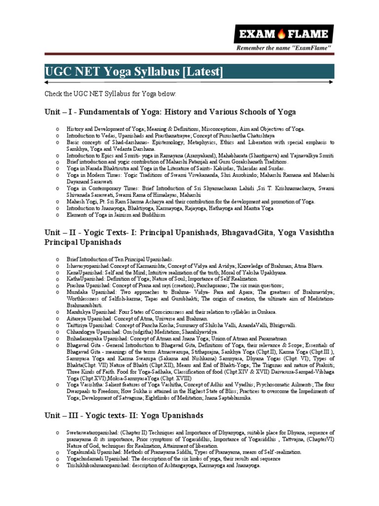 UGC NET Yoga Syllabus | Download Free PDF | Hatha Yoga | Human Body