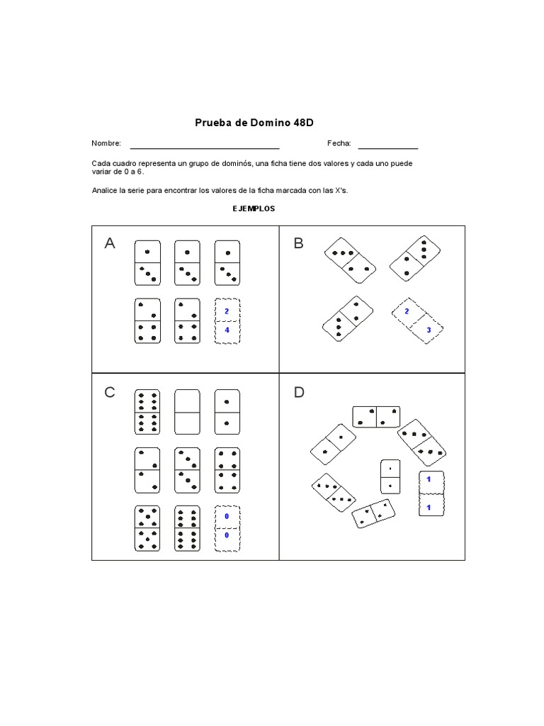 Test de Dominó 48D Resuelto | PDF | Métodos y materiales de enseñanza