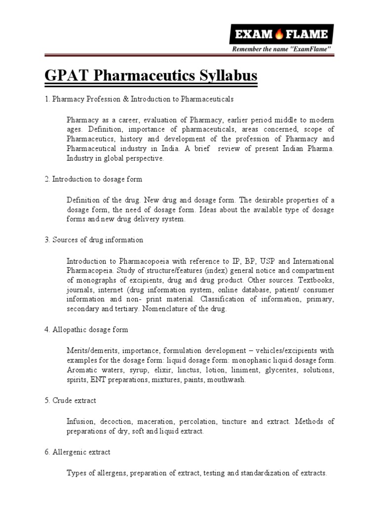 GPAT Pharmaceutics Syllabus | PDF | Pharmaceutical Formulation | Emulsion