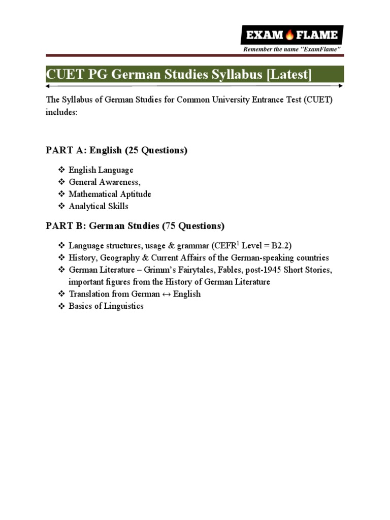 CUET PG German Studies Syllabus | PDF