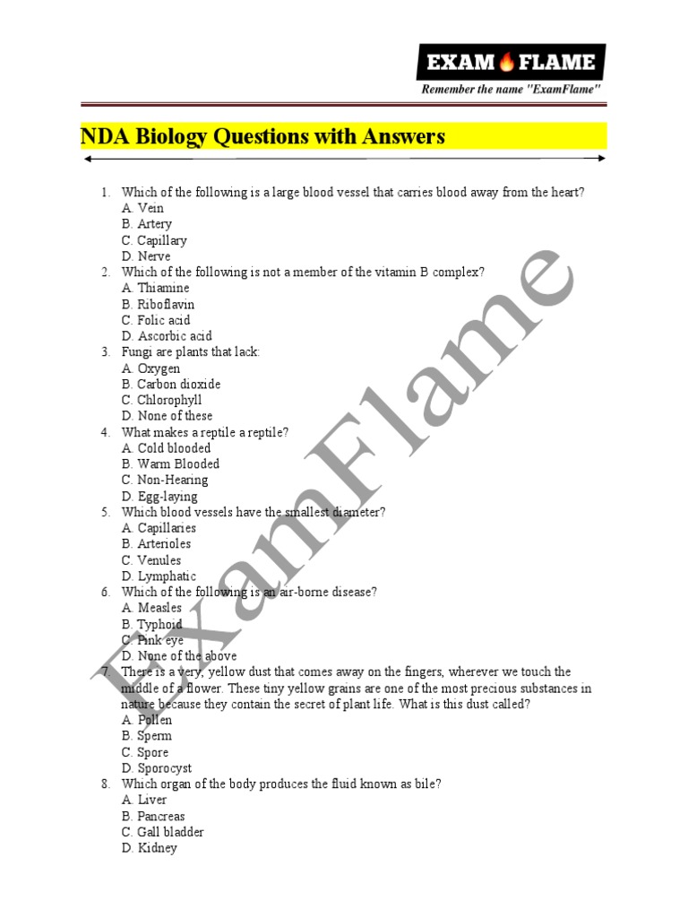 NDA Biology Questions With Answers | PDF | Bacteria | Dna