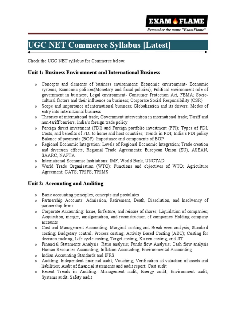 UGC NET Commerce Syllabus | PDF | Marketing | Taxes