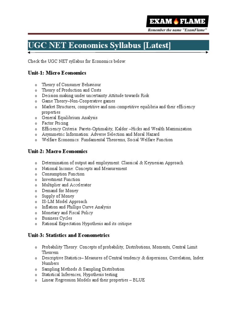 UGC NET Economics Syllabus | PDF | Economics | Economic Growth