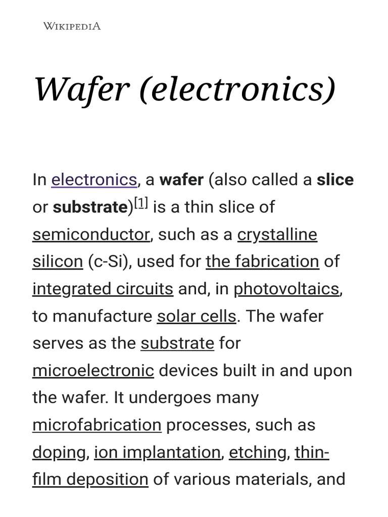 Wafer (Electronics) - Wikipedia | PDF | Wafer (Electronics ...
