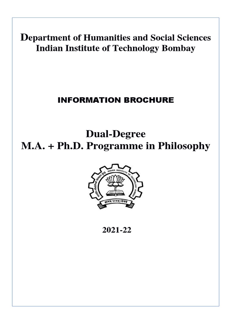Dual-Degree M.A. + Ph.D. in Philosophy at IIT Bombay | PDF