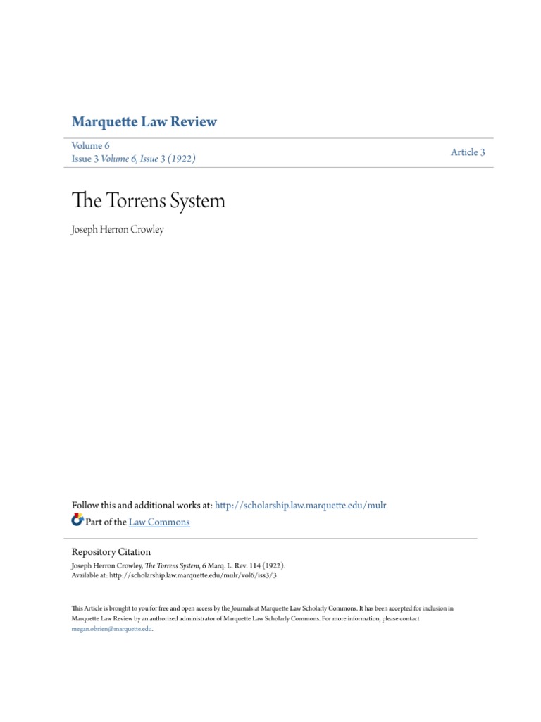 The Torrens System | PDF | Deed | Conveyancing