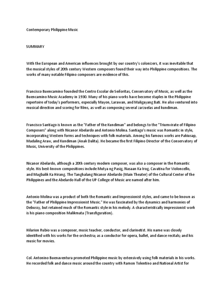 Contemporary Philippine Music | PDF | Musical Compositions | Composers