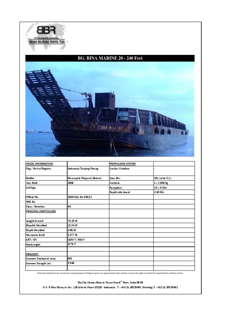 Vessel Specifications for Indonesian Ship | PDF