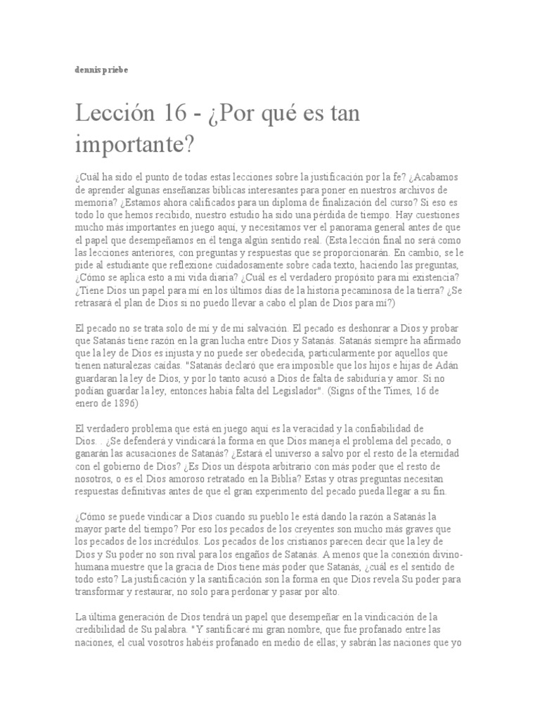 Dennis Priebe LECCION 16 | PDF | Pecado | Satán