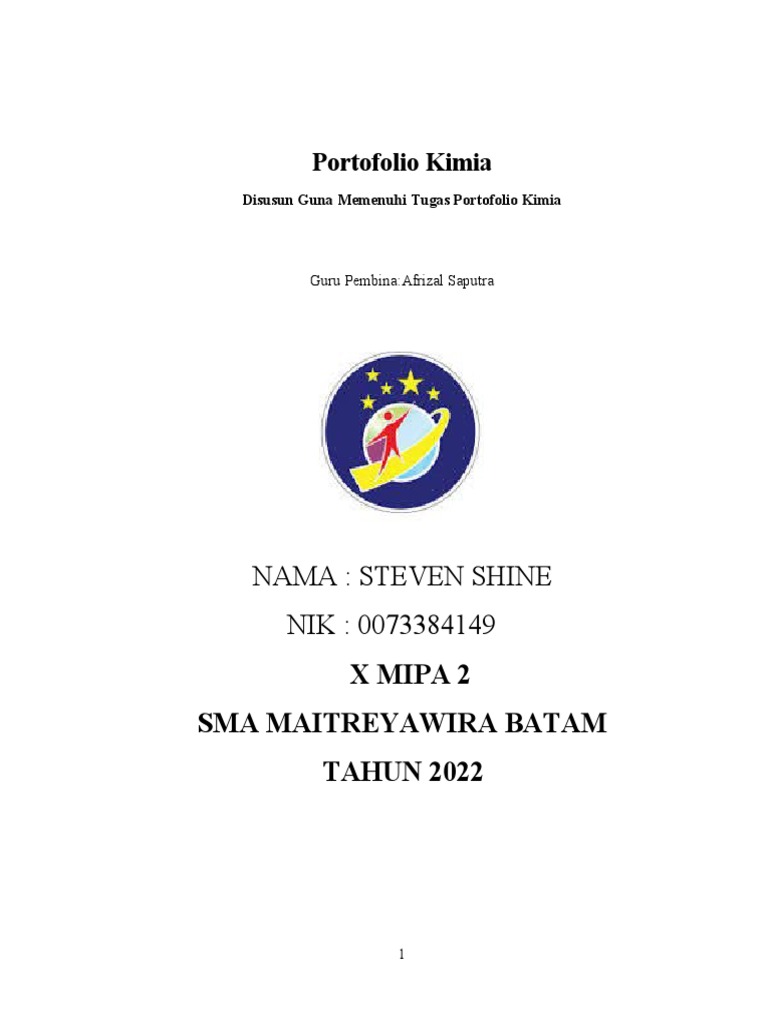 Portofolio Kimia Steven Shine | PDF | Metode & Bahan Ajar | Sains & Matematika