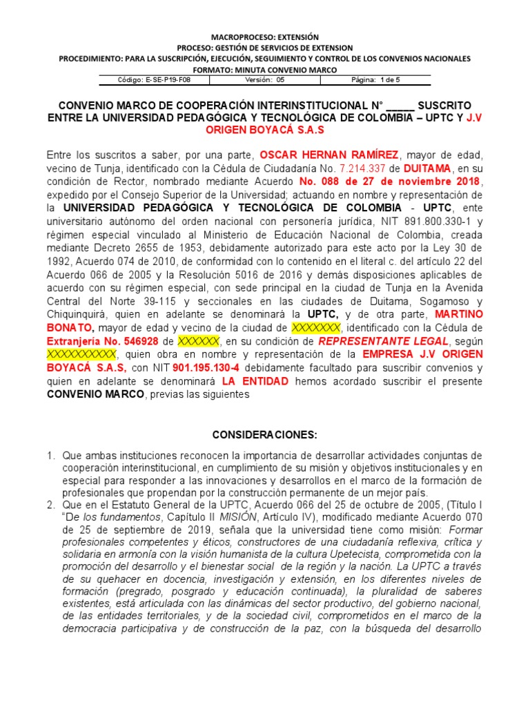 Formato Minuta Convenio Marco - Editable | PDF