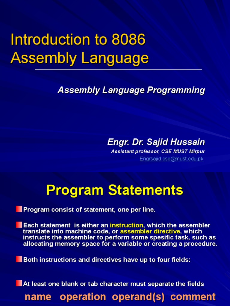 Lecture 5a Assembly Language Instructins Pdf Assembly Language Computer Architecture