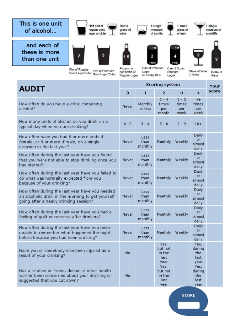 Alcohol Questionnaire 1 AUDIT | PDF | Alcohol | Recreation