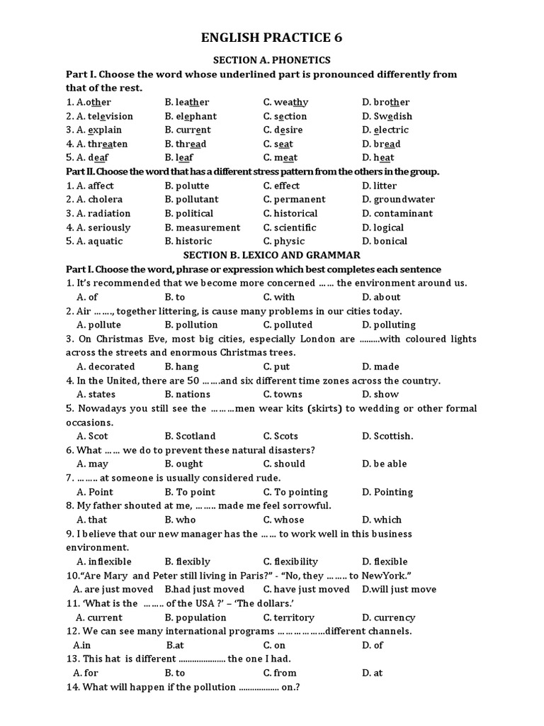 English Practice 6 | PDF