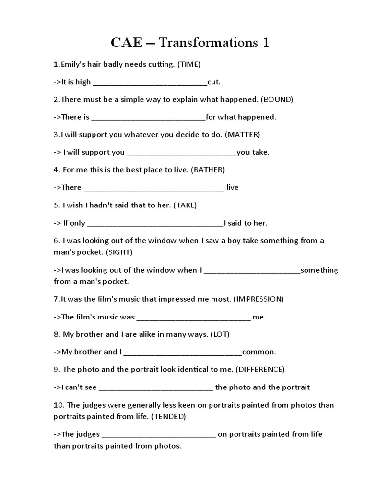 CAE Transformations 1 | PDF