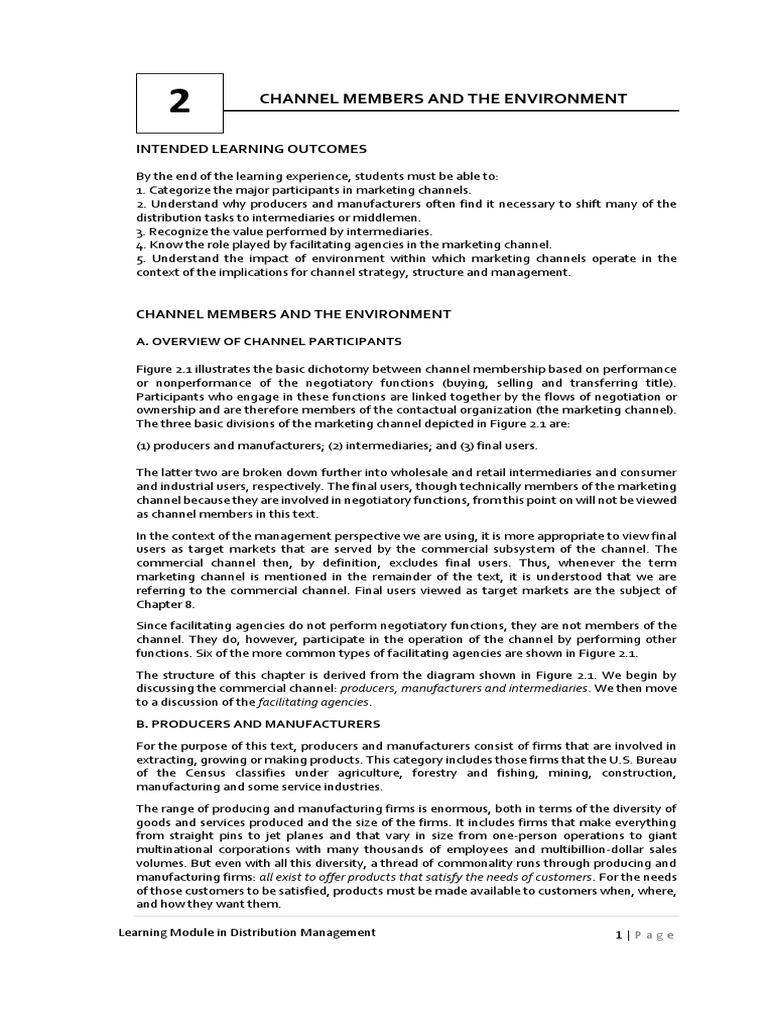 Chapter 02 Channel Members and The Environment | PDF | Marketing | Retail