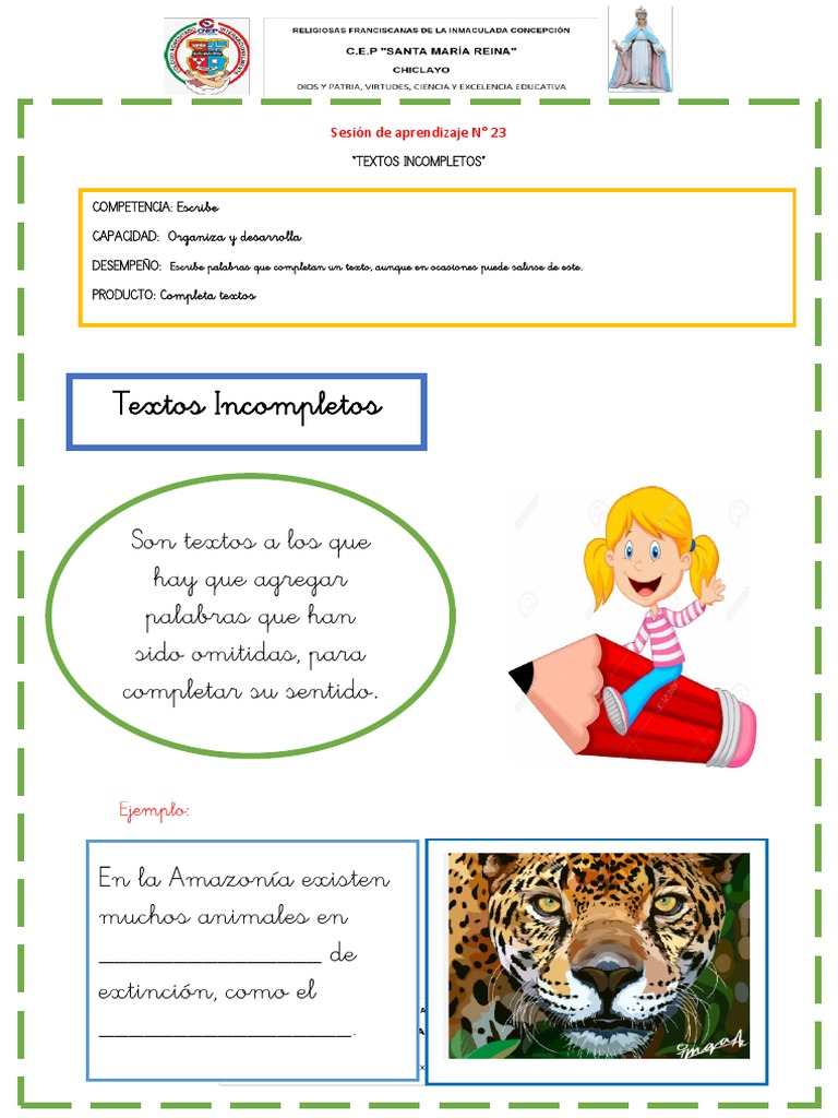 Ficha de Textos Incompletos | PDF