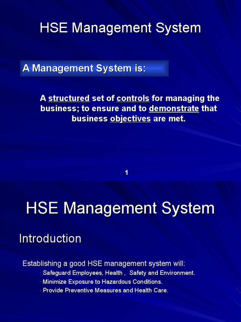 HSE Management System Presentation | PDF | Risk | Emergency Management
