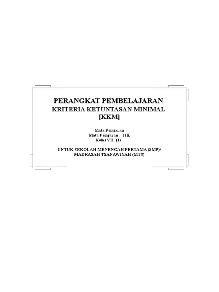 KKM TIK Kelas VII SMP/MTs | PDF