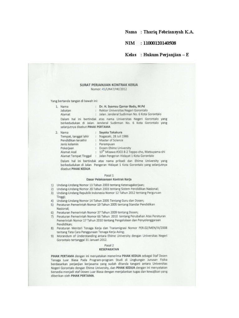 UTS Perjanjian | PDF