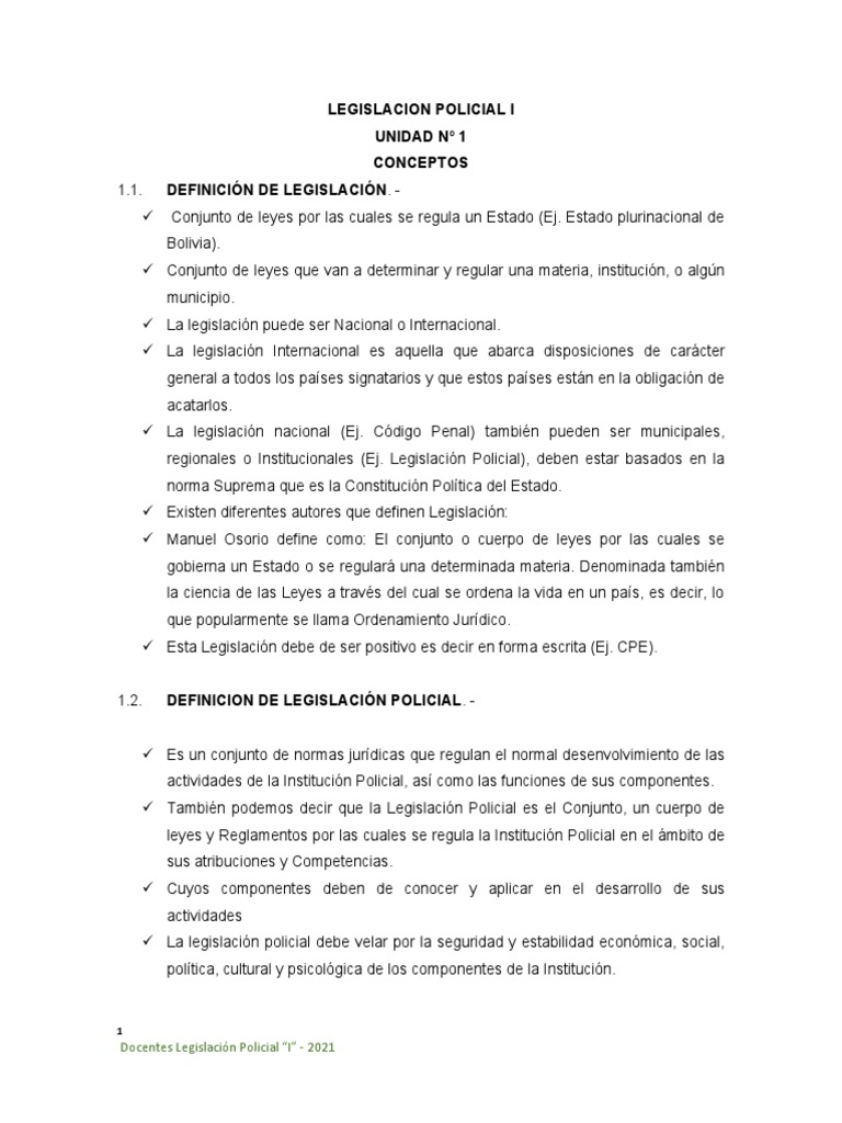 Legislación Policial II 2021 (1) CNL | PDF | Policía | Estado (política)