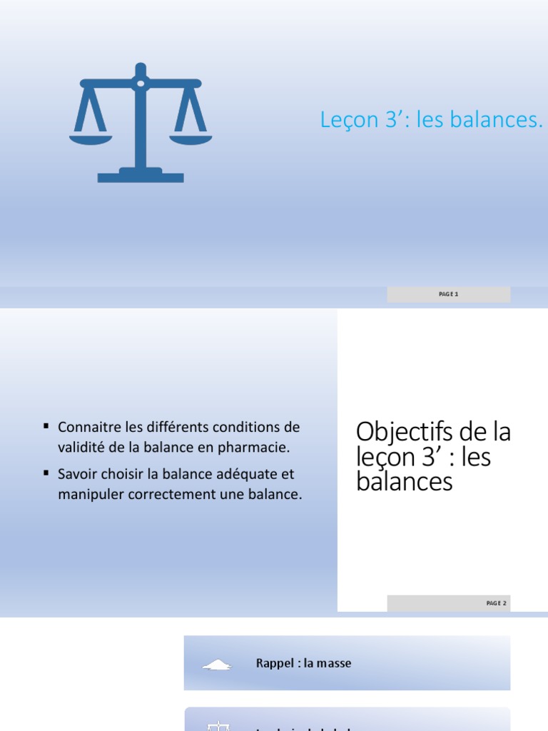 Types et utilisation des balances en pharmacie | PDF | Balance ...